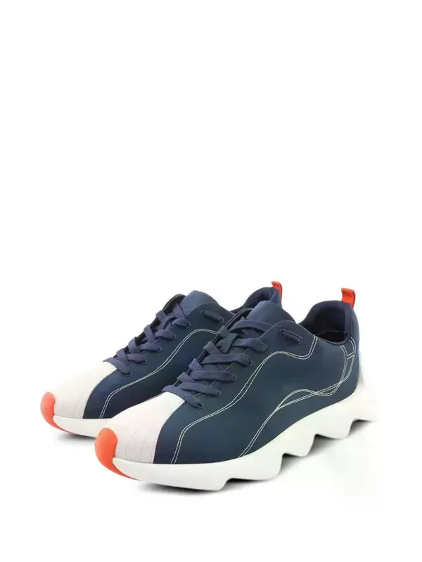 Hermès 2020s Navy Suede Panel Lace-up Sneakers - Blue