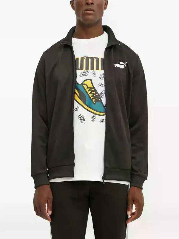 PUMA Logo Print Zip-up Sweater - Black