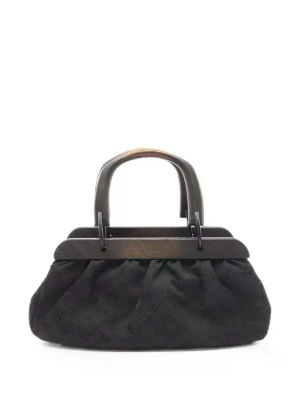 Gucci 2000s Gg Wood Handbag - Black