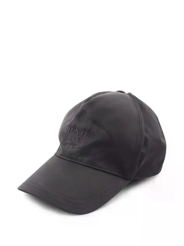 Prada Logo Embroidered Baseball Cap - Black
