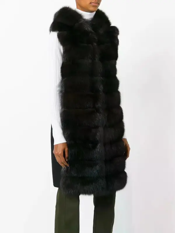 MANZONI 24 Hooded Sleeveless Fur Jacket