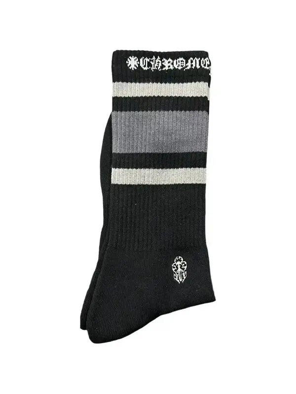Chrome Hearts Striped Logo-embroidered Socks - Black
