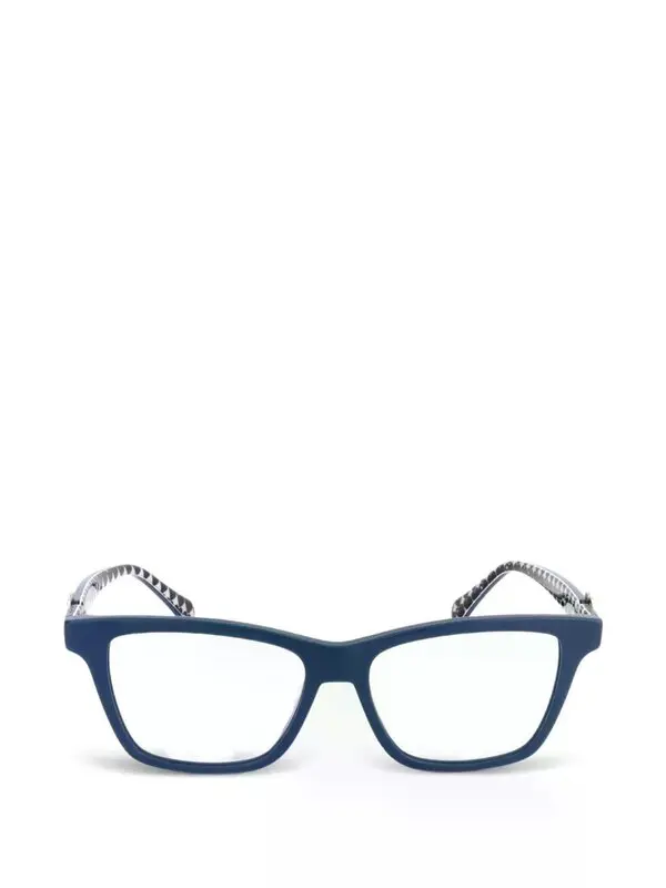 Moschino Heart-plaque Rectangle-frame Glasses - Blue