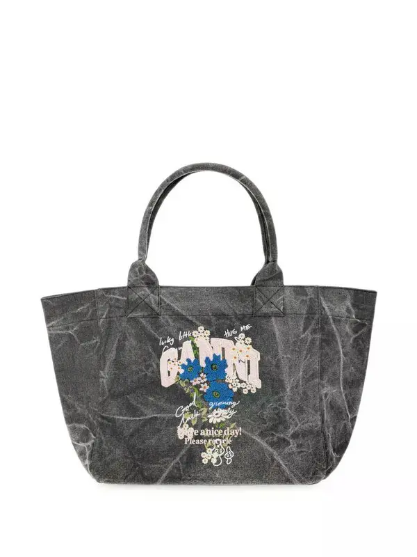 GANNI Logo-patch Tote Bag