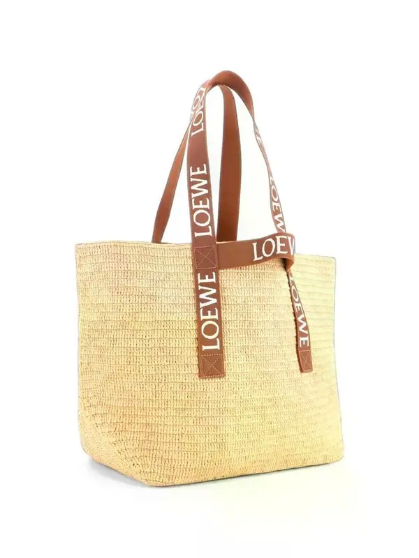 Loewe Fold Logo Strap Raffia Medium Tote Bag