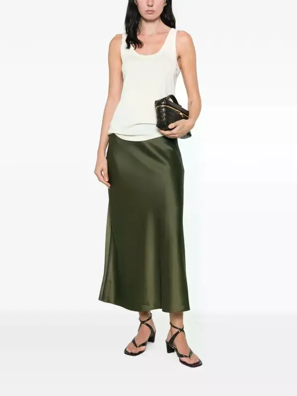 MAISON123 Satin-finish Flared Maxi Skirt