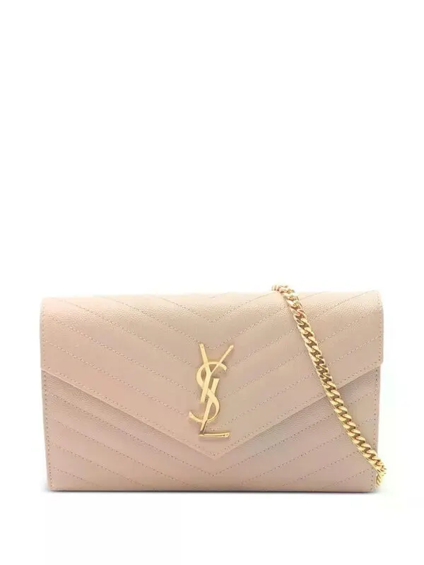Saint Laurent Cassandra Clutch Bag - Neutrals