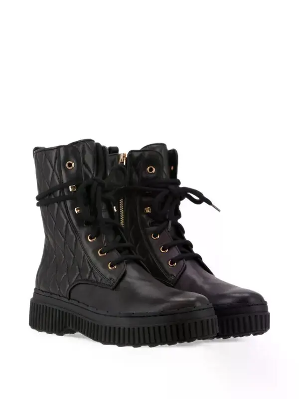 TOD'S Quilted Lace-up Boots - Black