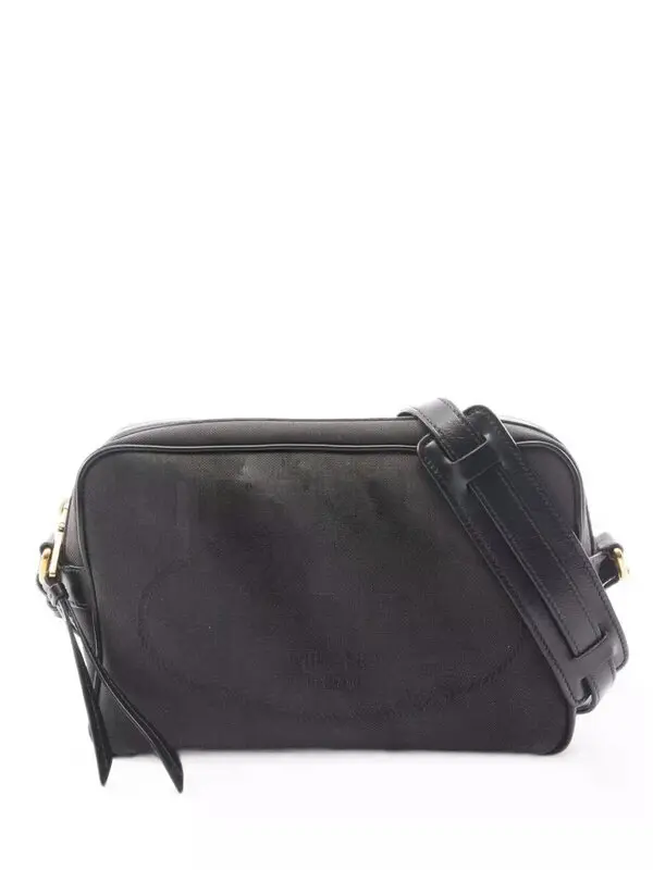 Prada 2000s Logo Jacquard Shoulder Bag - Black
