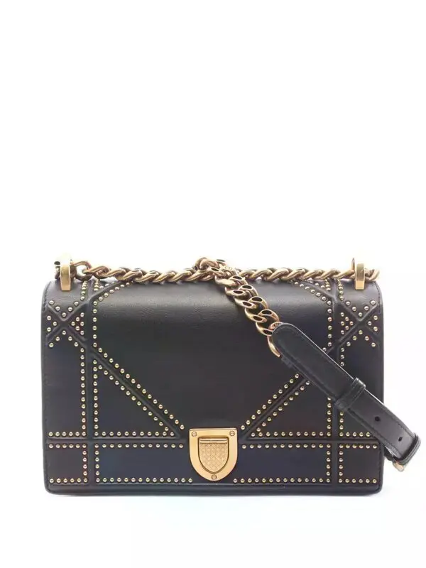 Dior 2010s Diorama Studded Shoulder Bag - Black