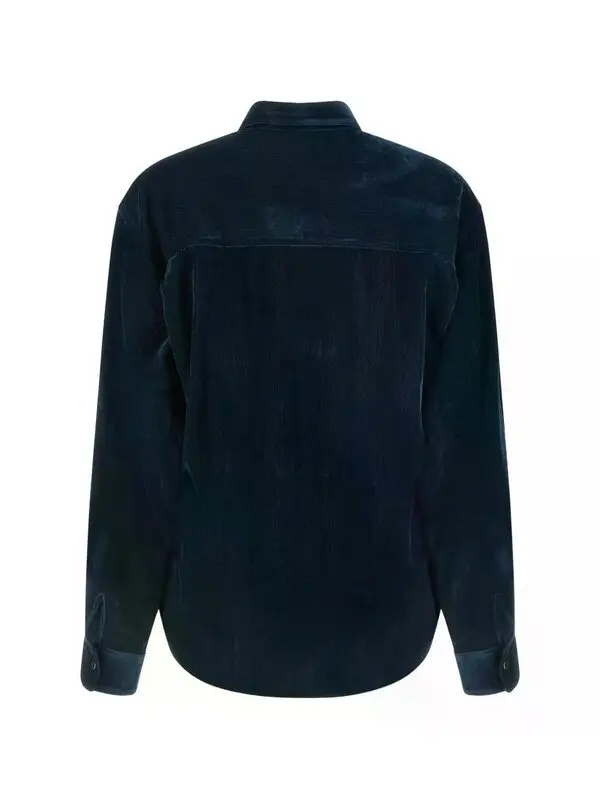 NUDE Velvet-texture Snap-button Shirt