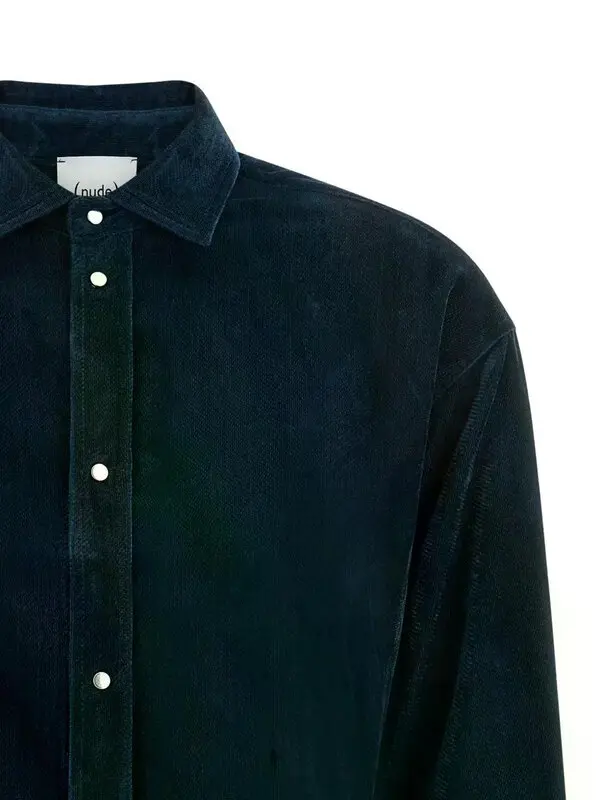 NUDE Velvet-texture Snap-button Shirt