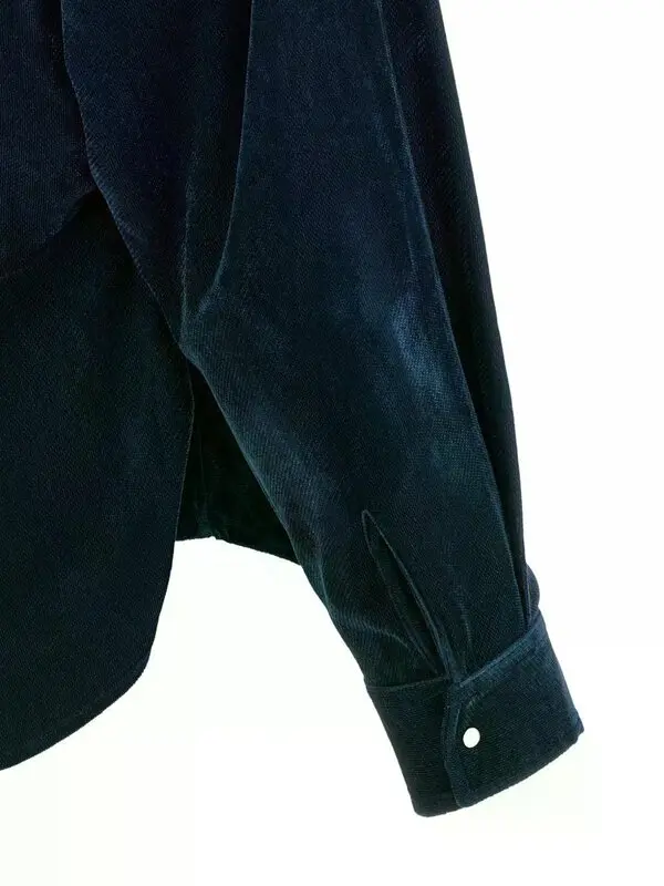 NUDE Velvet-texture Snap-button Shirt