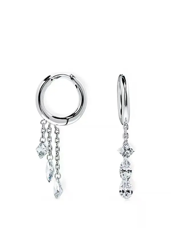 SOLO FOR DIAMONDS Diamond-embellished Drop Hoop Earrings