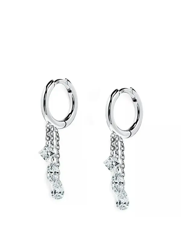 SOLO FOR DIAMONDS Diamond-embellished Drop Hoop Earrings