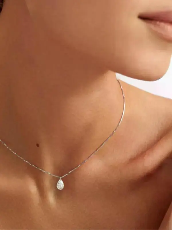 SOLO FOR DIAMONDS Pear-cut Diamond Pendant Necklace