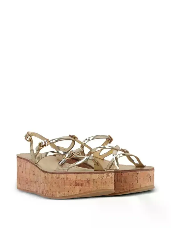 TOD'S Metallic Platform Wedge Sandals - Gold