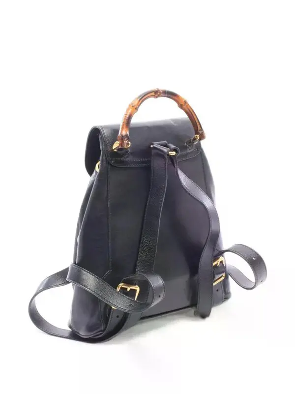 Gucci 2000s Bamboo Line Leather Backpack