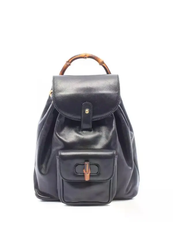 Gucci Bamboo Line Leather Backpack - Black