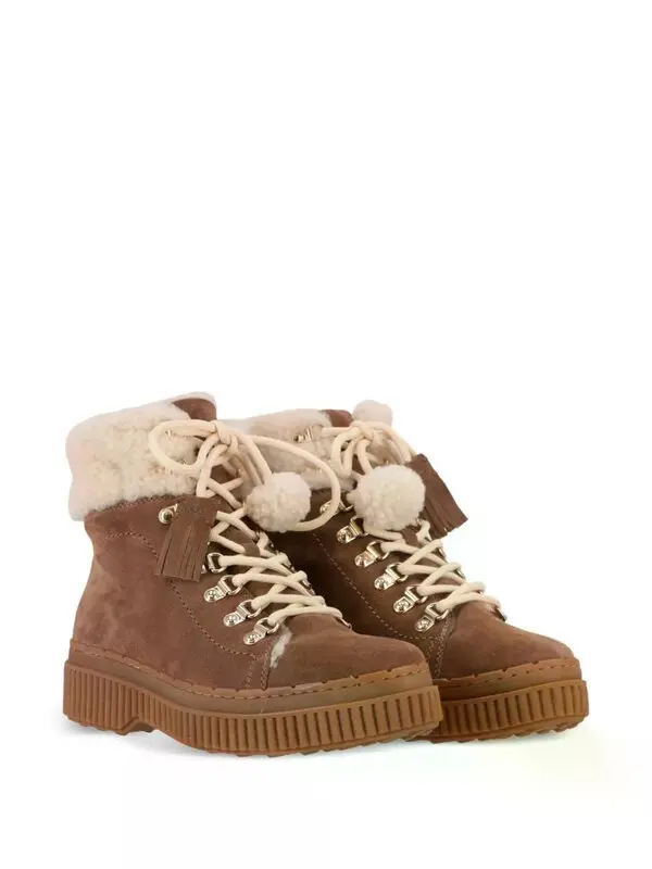 TOD'S Shearling-trim Tassel-detail Boots - Brown