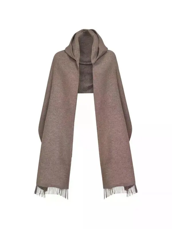 Brunello Cucinelli Hooded Fringed Scarf - Brown