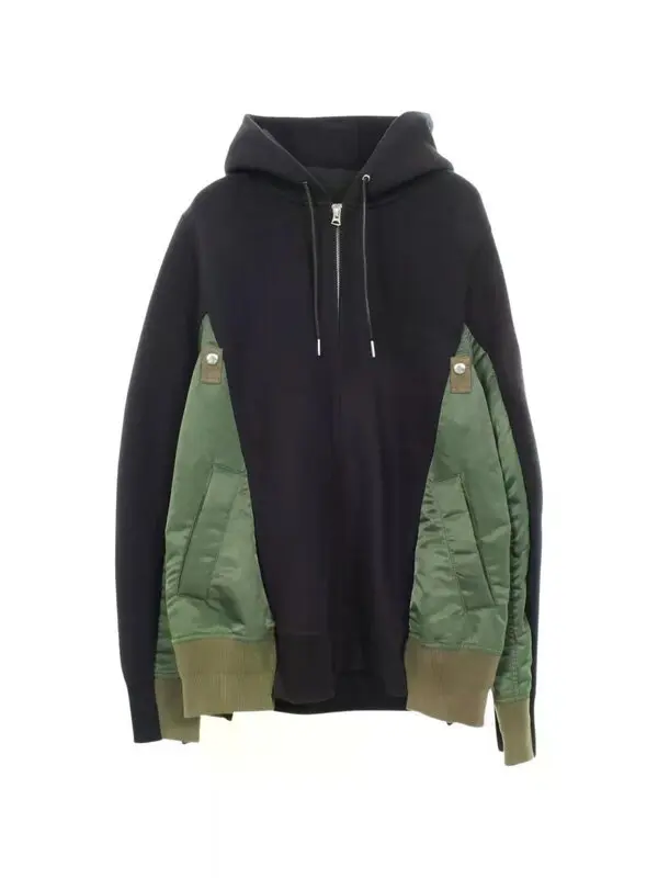 Sacai Zip-up Hoodie With Color-block Paneling - Blue