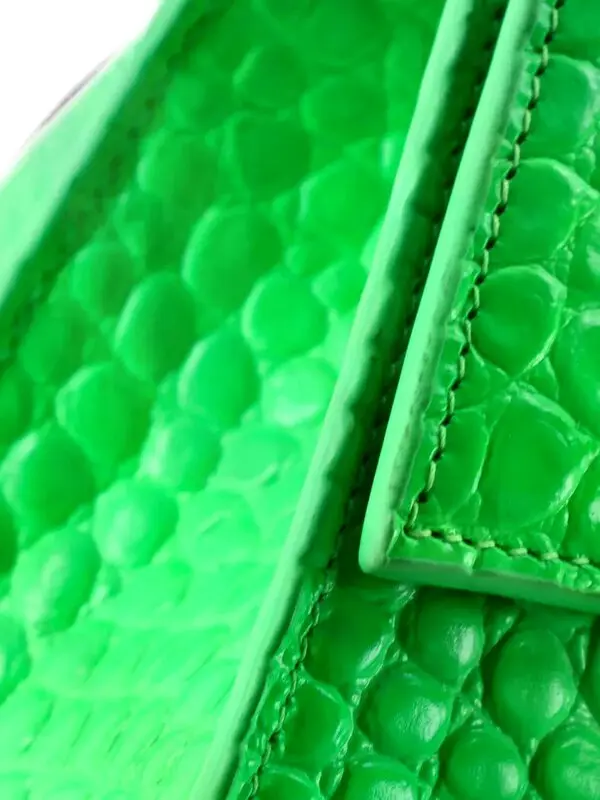 Balenciaga Hourglass Top Handle Bag Crocodile Embossed Leather Xs Satchel - Green