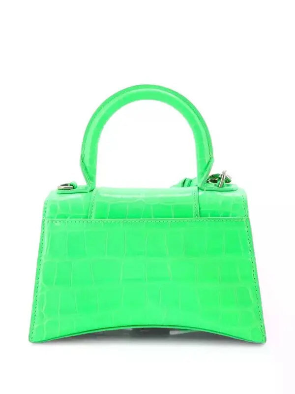 Balenciaga Hourglass Top Handle Bag Crocodile Embossed Leather Xs Satchel - Green