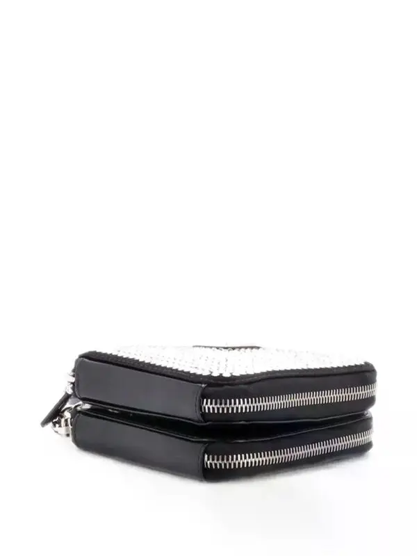 Prada Triangle Double Pouch Crystal Embellished Satin Mini Crossbody Bag