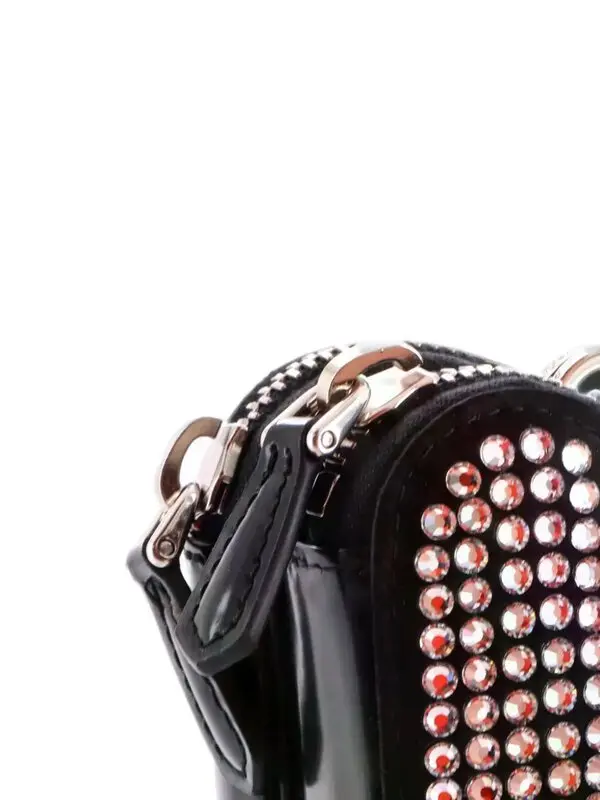 Prada Triangle Double Pouch Crystal Embellished Satin Mini Crossbody Bag