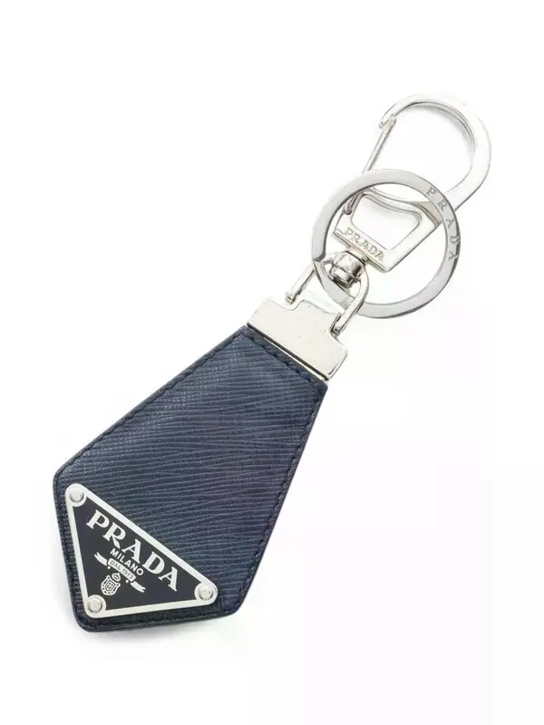 Prada 2000s Logo-plaque Keyring - Blue