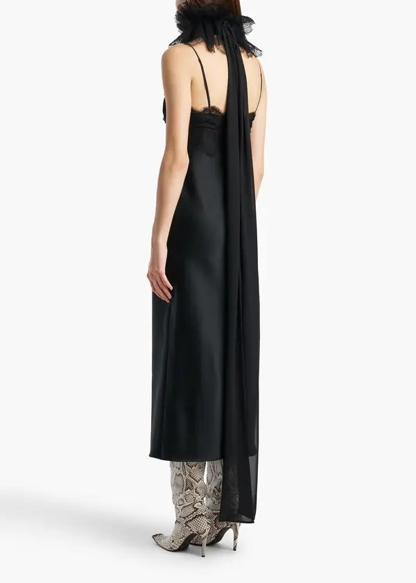 Khaite Chantilly Lace Stand Collar With Chiffon Draping