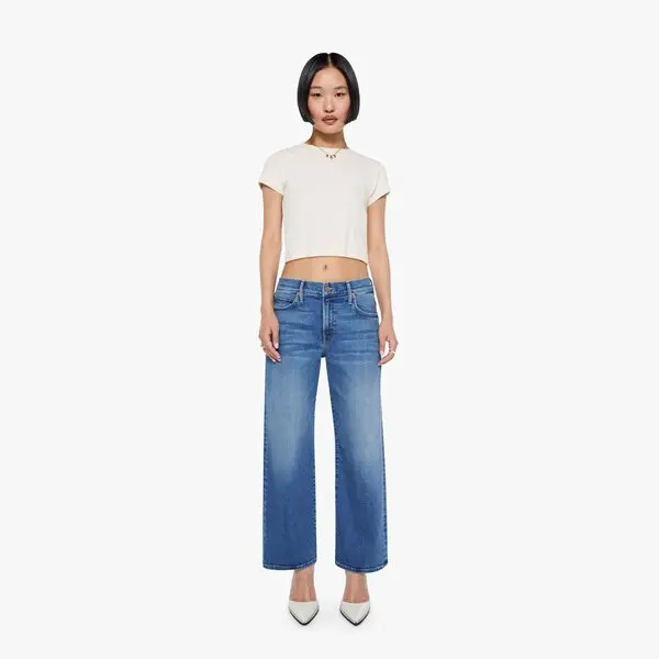 MOTHER Petites The Lil Mid Rise Tunnel Vision Flood Strike It Rich Jeans - Blue