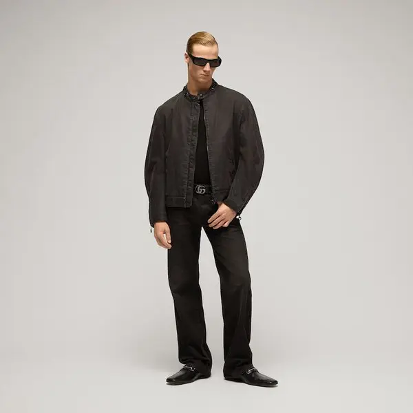 Gucci Cotton Viscose Denim Jacket With Horsebit Detail