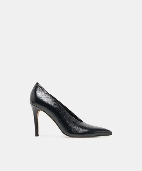 DOLCEVITA Emani Pointed Toe Stiletto Heels - Black Leather