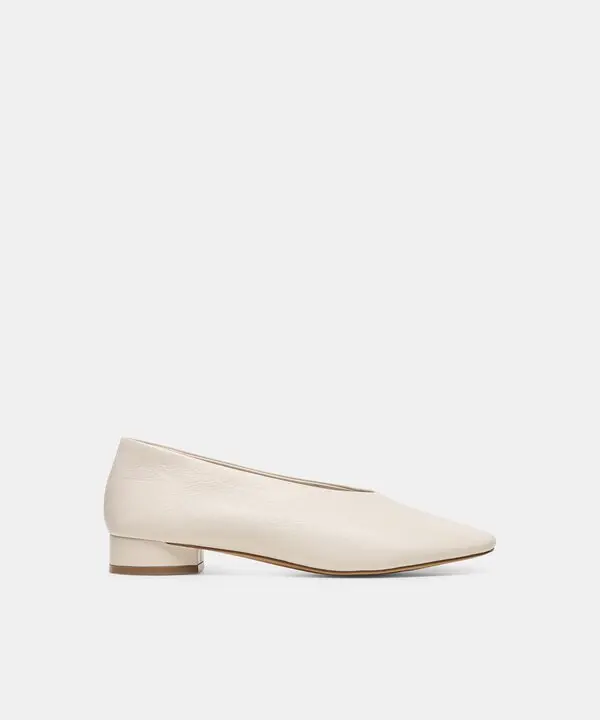 DOLCEVITA Dolce Vita Andey Leather Block Heel Flats - Bone Leather
