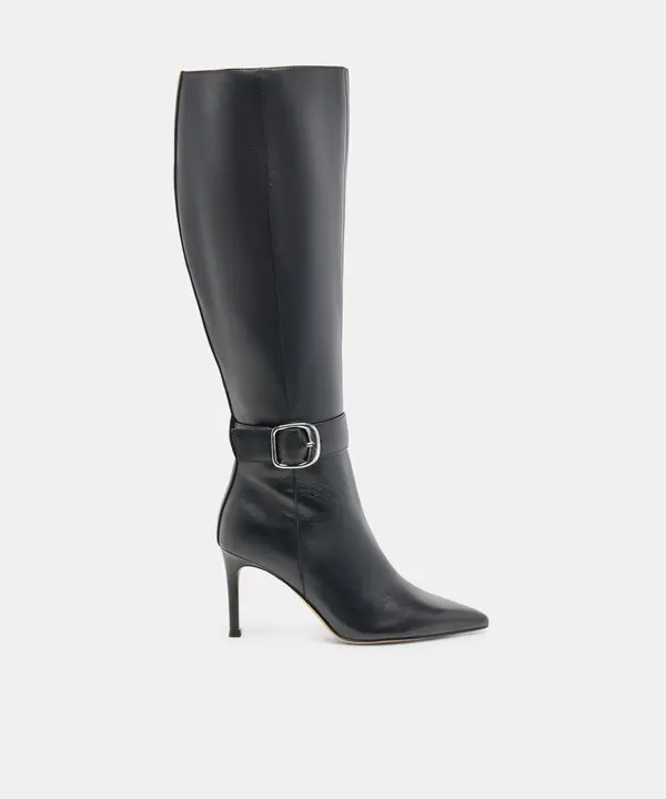 DOLCEVITA Kinzy Wide Calf Knee-high Stiletto Boots - Black Leather