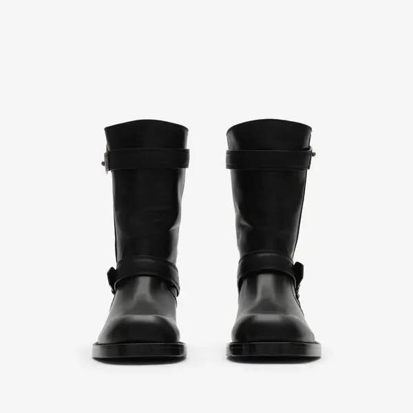 Burberry Leather Kent Biker Boots With Stud Detailing