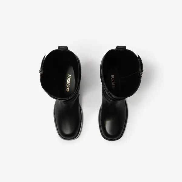 Burberry Leather Kent Biker Boots With Stud Detailing