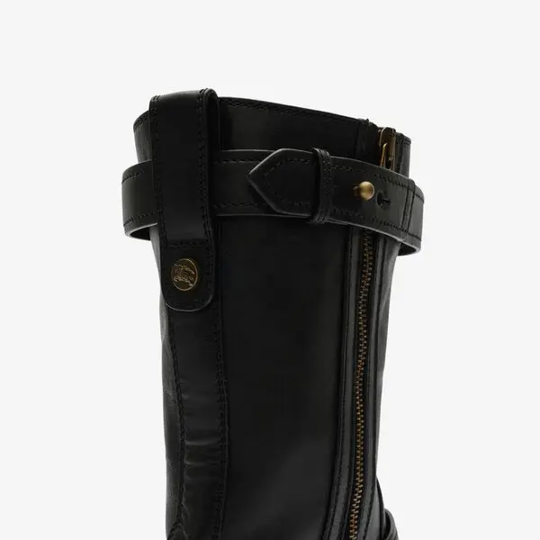 Burberry Leather Kent Biker Boots With Stud Detailing