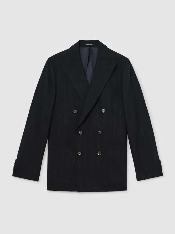 REISS Valley Classic Fit Wool Double-breasted Pinstripe Suit Blazer