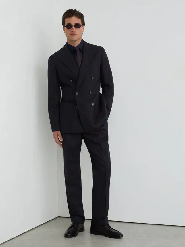 REISS Valley Classic Fit Wool Double-breasted Pinstripe Suit Blazer