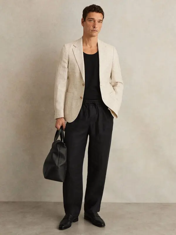 REISS Barges Linen Drawstring Relaxed-fit Trousers