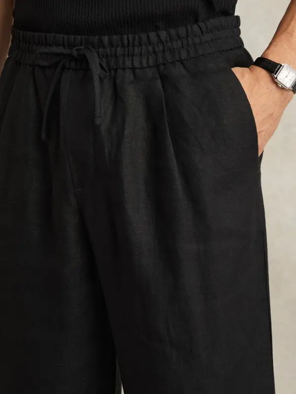 REISS Barges Linen Drawstring Relaxed-fit Trousers