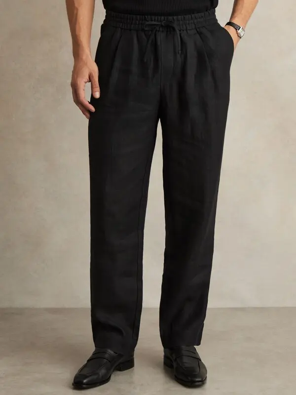 REISS Barges Linen Drawstring Relaxed-fit Trousers