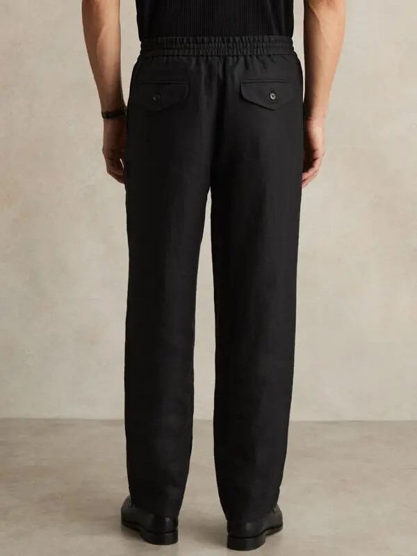 REISS Barges Linen Drawstring Relaxed-fit Trousers
