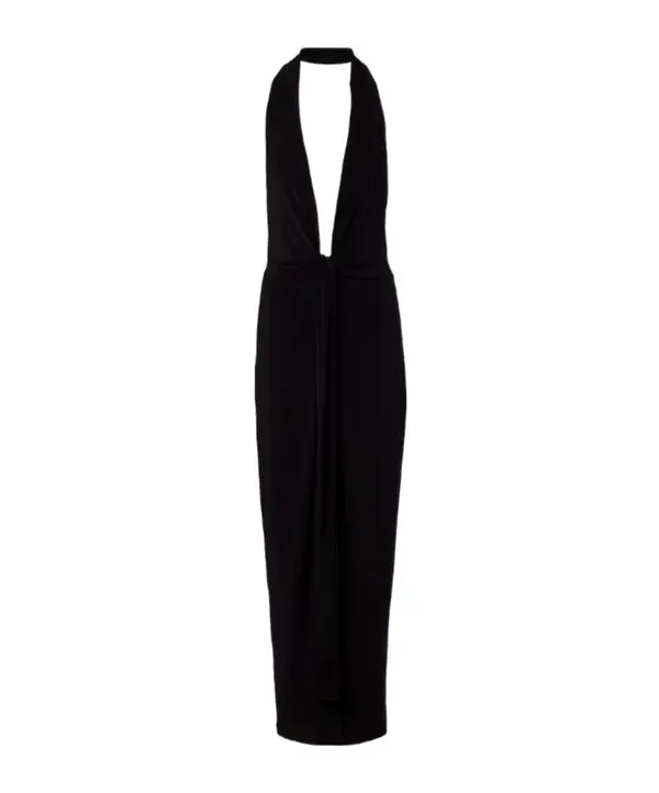Norma Kamali Halterneck Velvet Midi Dress - Black