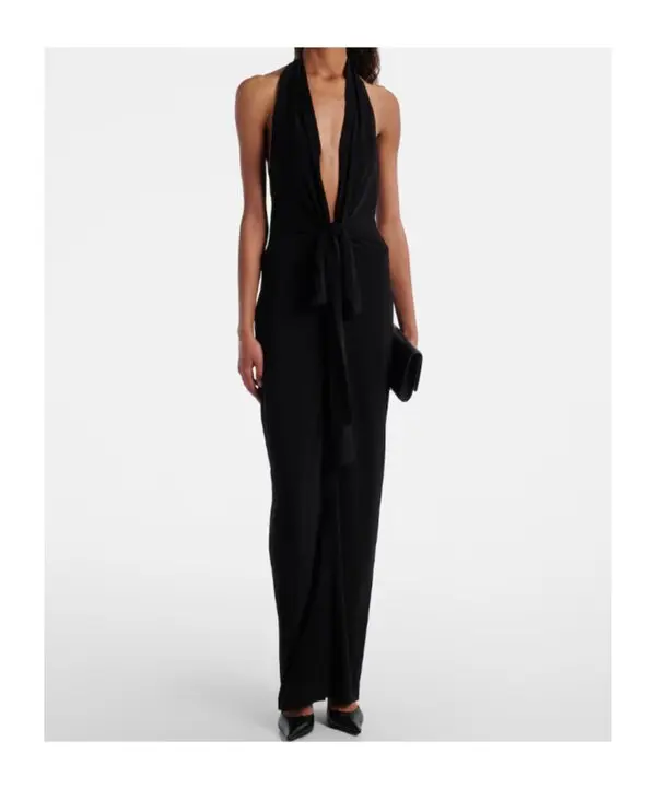 Norma Kamali Halterneck Velvet Midi Dress