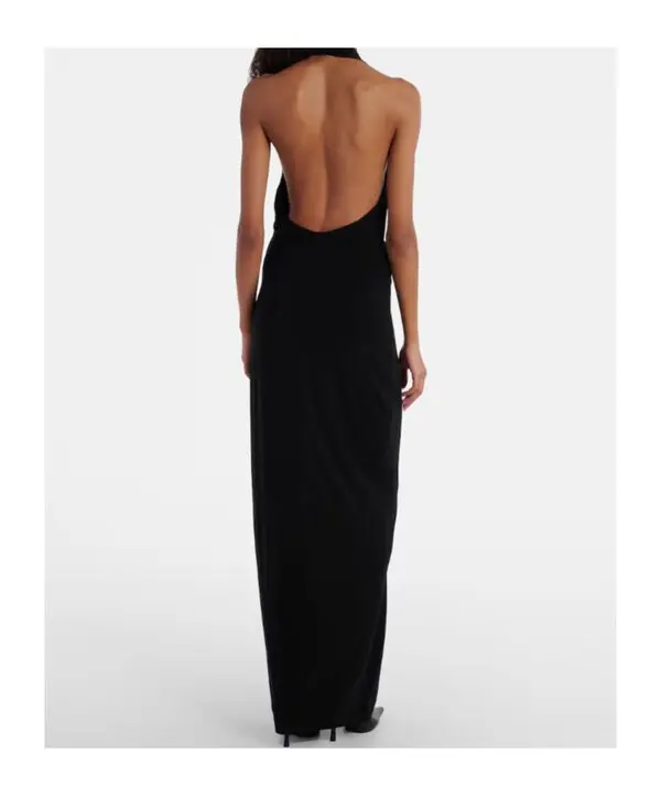 Norma Kamali Halterneck Velvet Midi Dress