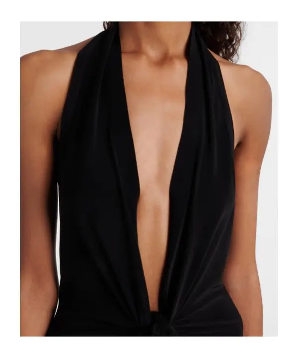 Norma Kamali Halterneck Velvet Midi Dress